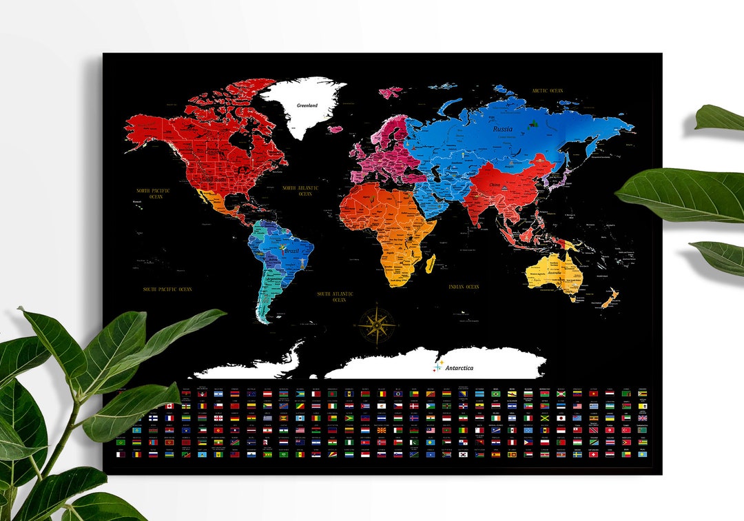 Scratch off World Map Poster + FREE Europe Map, Accessories and Gift ...
