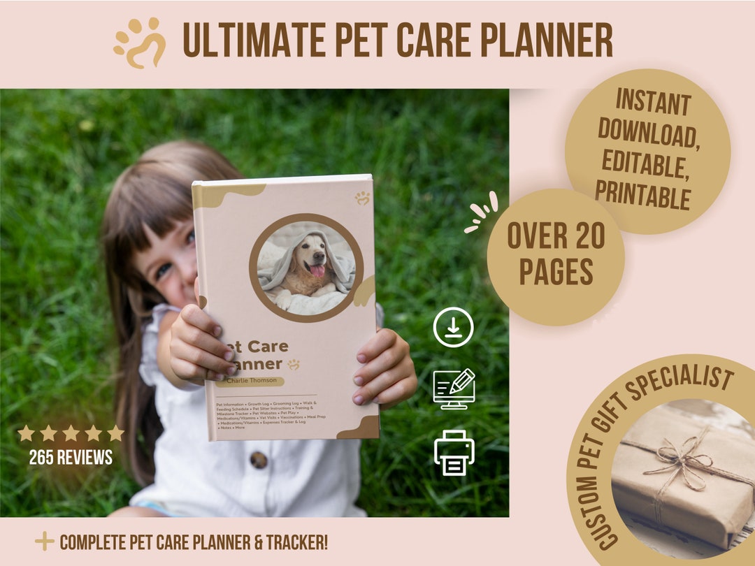 Editable & Printable Pet Care Planner and Tracker Template, Pet Planner ...