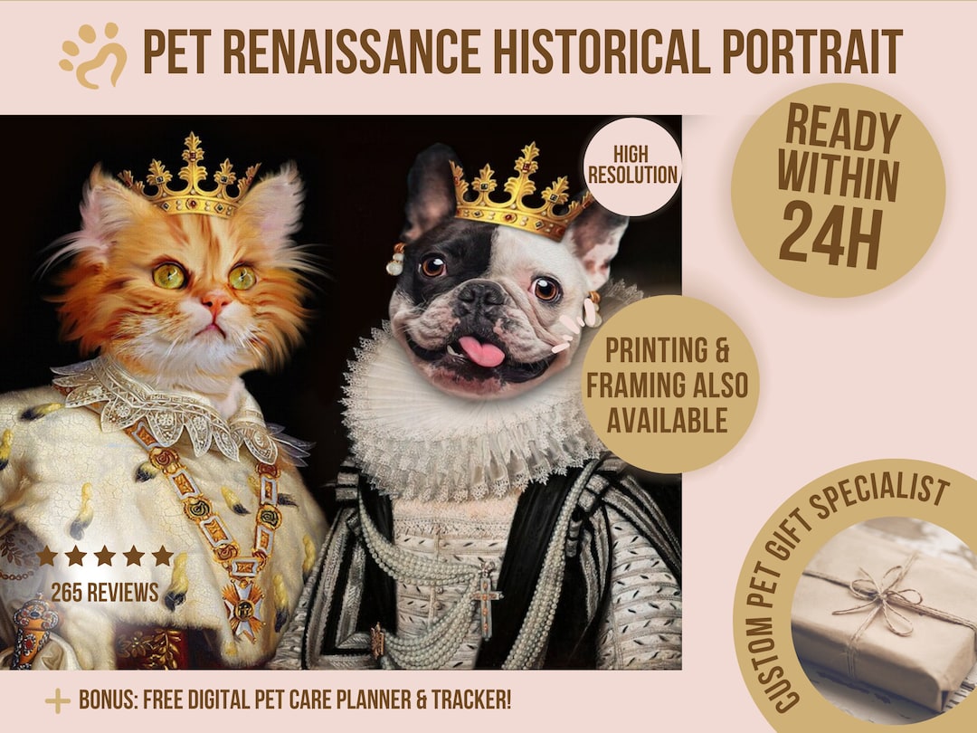Custom Masterpiece Renaissance Historical Pet Portrait, Victorian Art ...