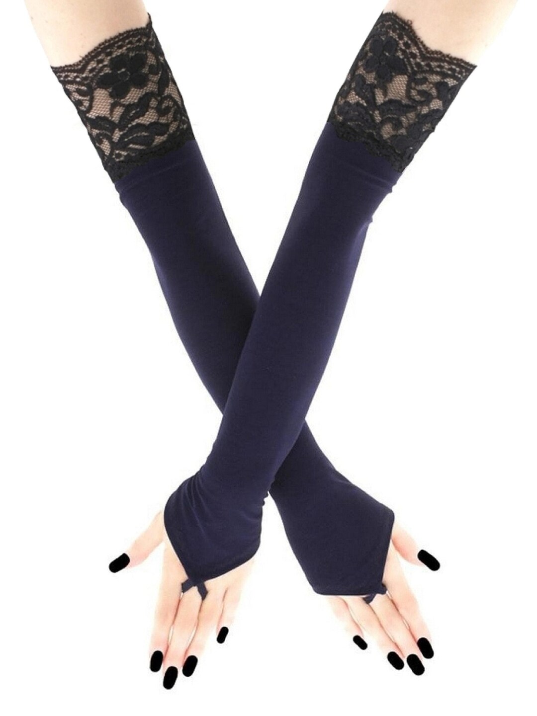 Navy Lace Fingerless Opera Gloves: Extra Long Evening Arm Warmers - Etsy
