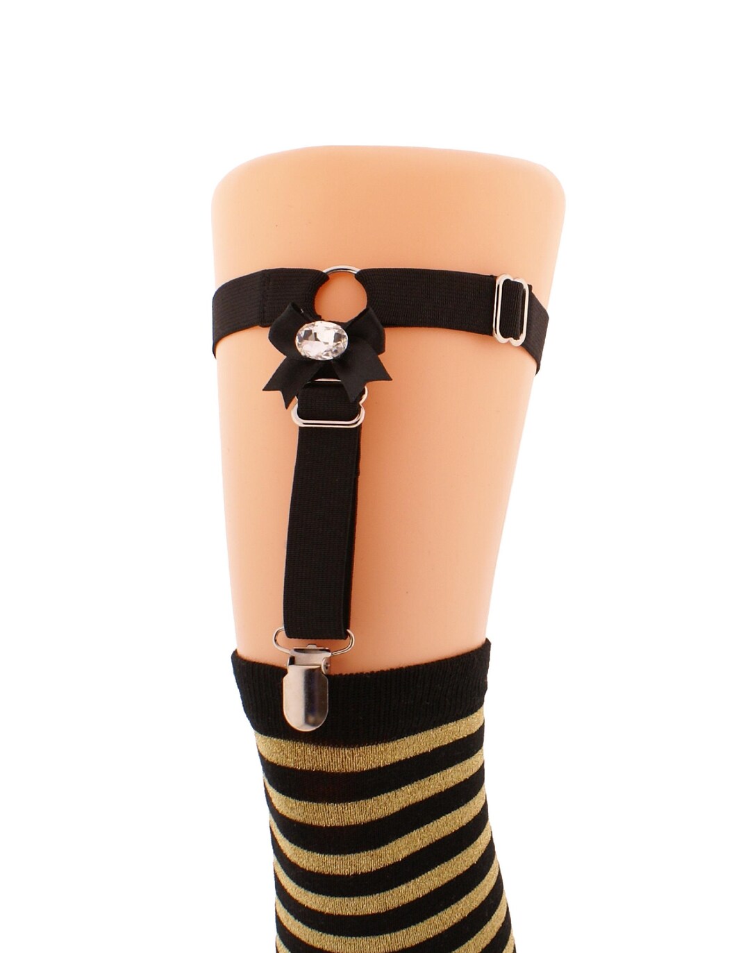 Black Garter Gothic Leg Straps With Bow & Rings - Etsy