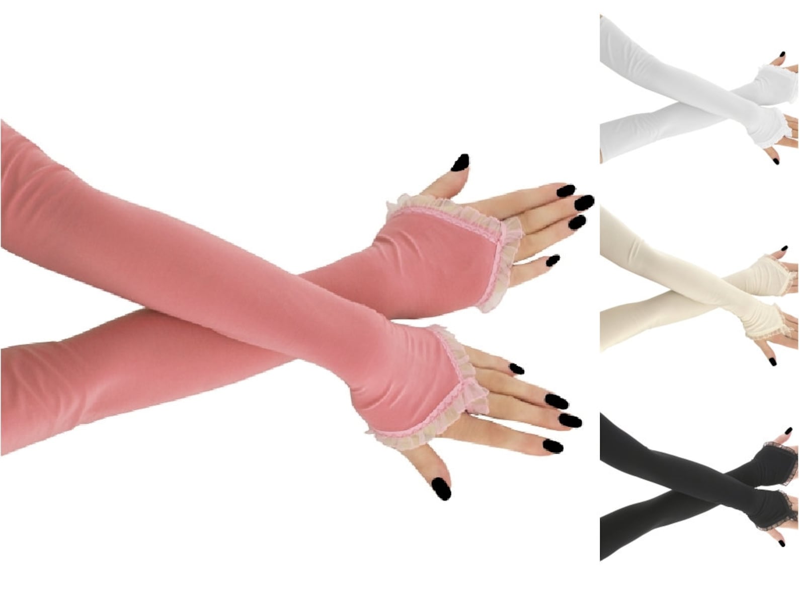 Pink Fingerless Opera Gloves, Extra Long Evening Arm Warmers, Womens ...