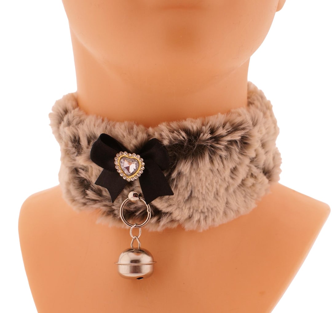 Fluffy Faux Fur Kitten Collar, Petplay Choker With Bell and Bow - Etsy