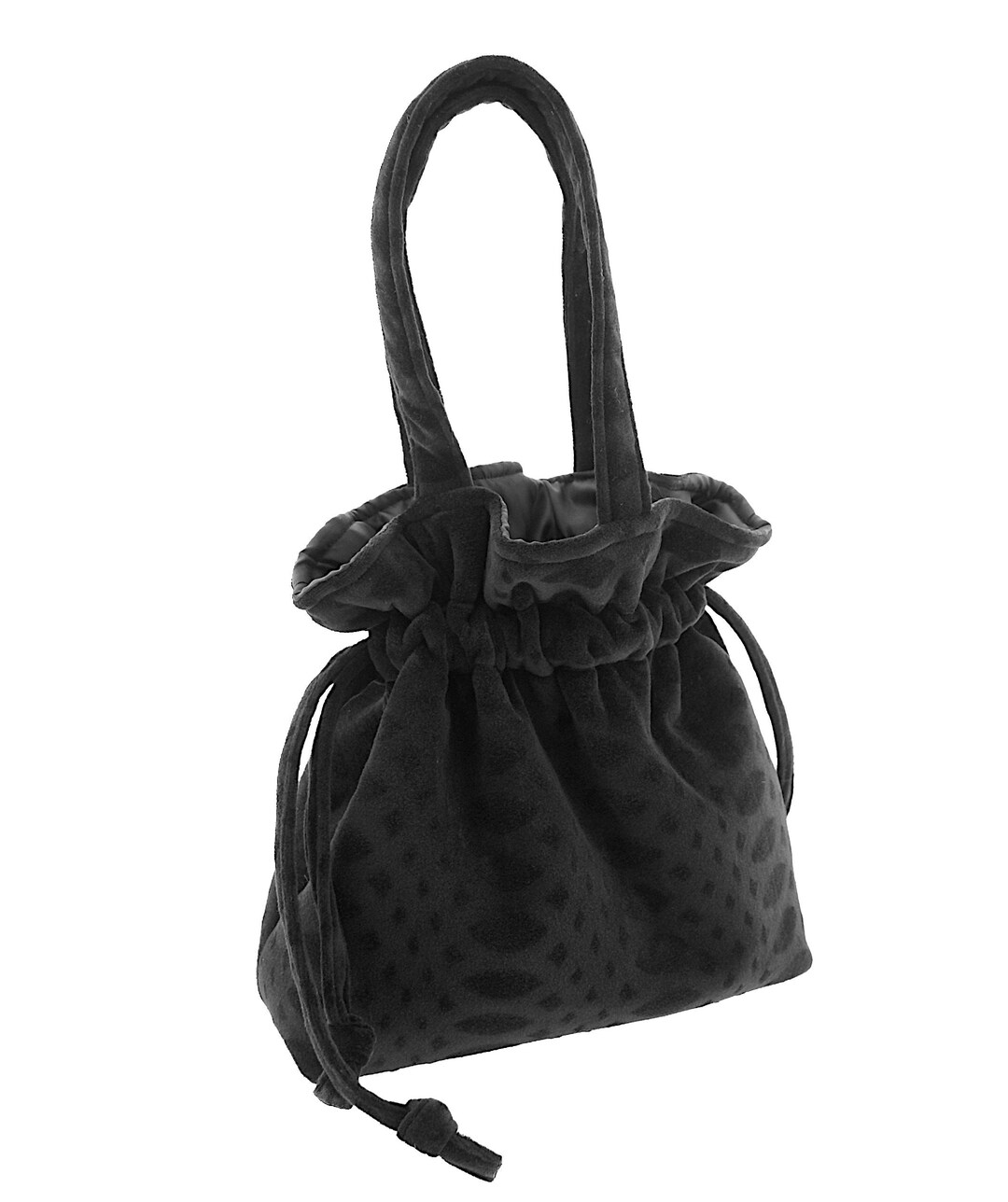 Black Velvet Drawstring Bucket Bag Handmade Goth Evening Handbag ...