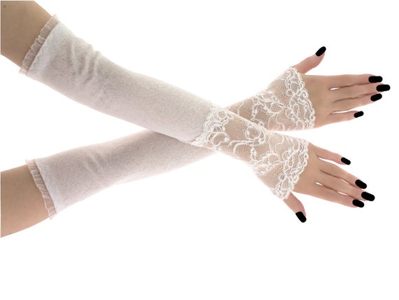 Long cream gloves store