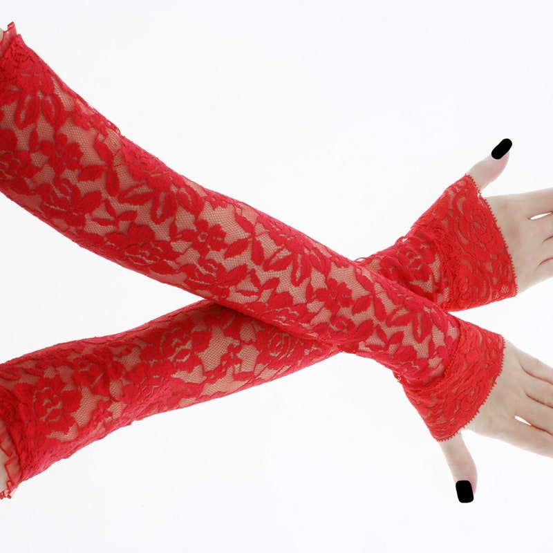 Long Red Gloves - Etsy