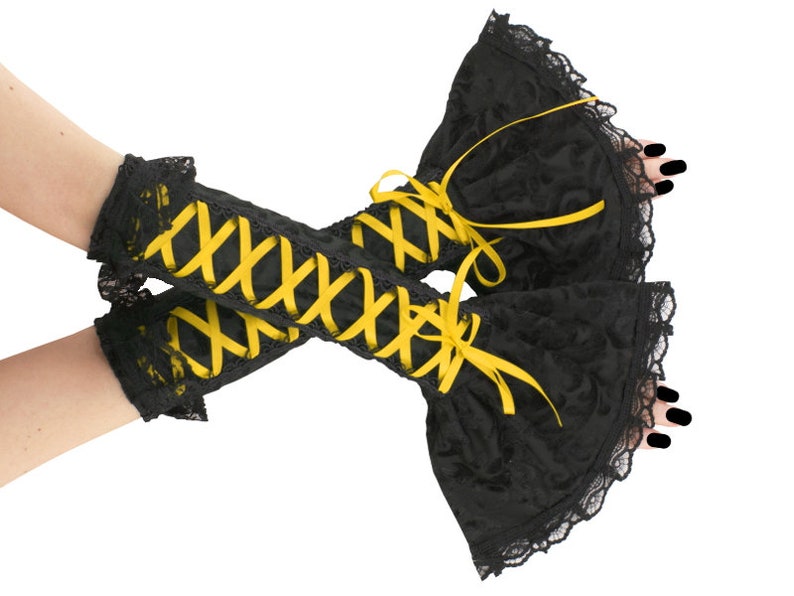 Black Velvet Gloves, 16" Extra Long Corset Laced Ruffle Arm Warmers - Etsy