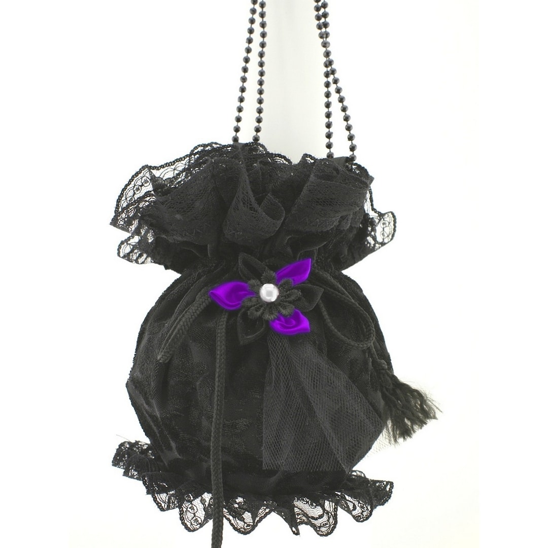 Pompadour Bag Black Gothic Wristlet Goth Glamour Romantic Cute Clutch ...