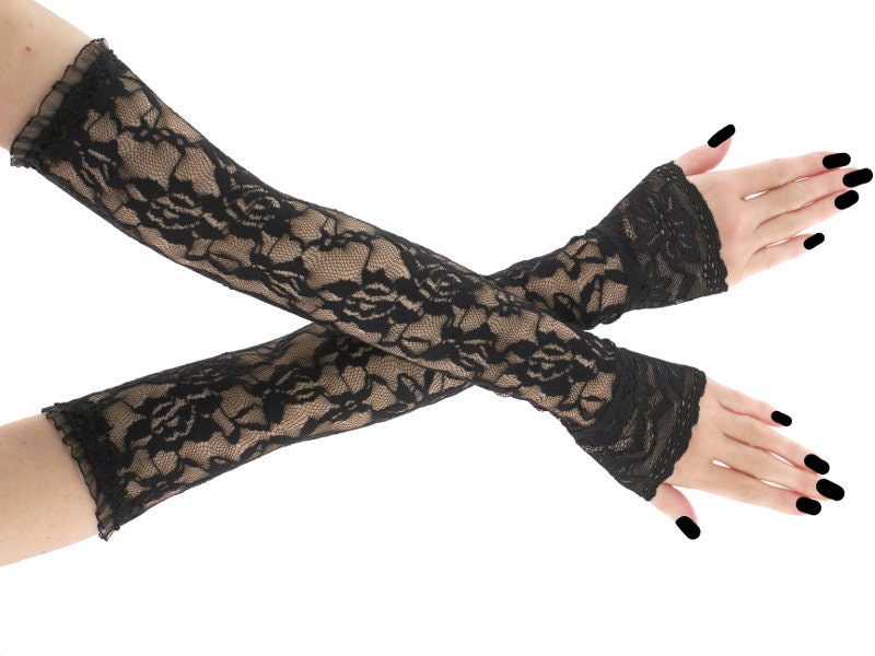 Extra Long Red Lace Gloves Evening Opera Fingerless Womens Arm Sleeves Costume Burlesque Formal Etsy UK