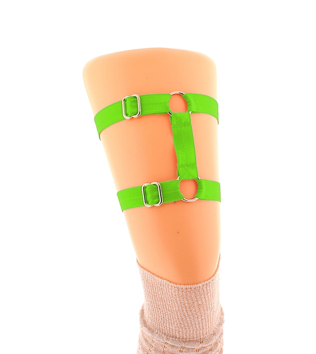 Neon Green Elastic Leg Garter Adjustable Thigh Garters, Made-to-size - Etsy