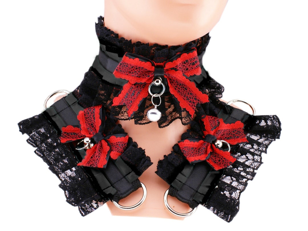 Satin Lace Kitten Play Collar Set Bell Choker, Cosplay Costume - Etsy