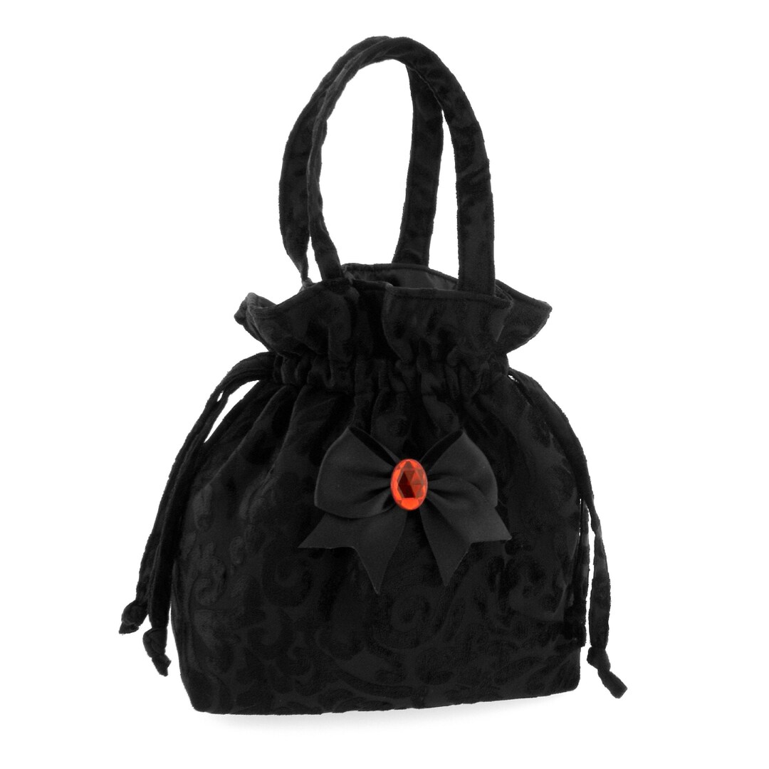 Velvet Drawstring Bucket Bag, Black Goth Handbag With Bow - Etsy
