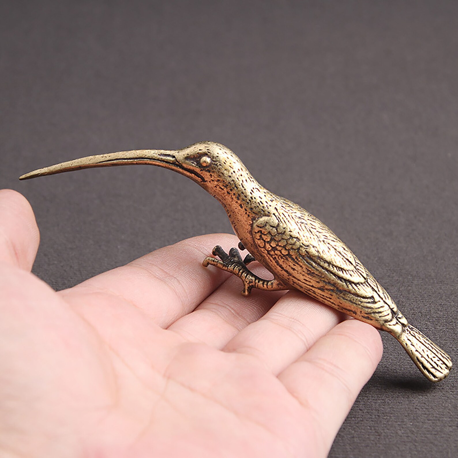 Vintage Solid Copper Bird Statuewoodpecker Figurinessmall | Etsy