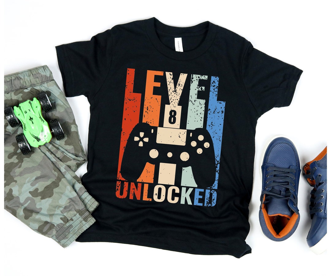 Level 8 Unlocked Shirt, Level 8 Gamer Shirt, 8th Birthday Shirt, 8th ...