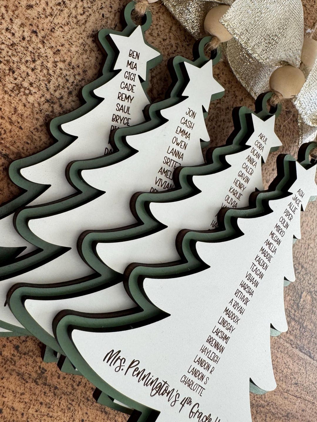 Custom Teacher Gift, Personalized Christmas Tree Holiday Ornament With ...