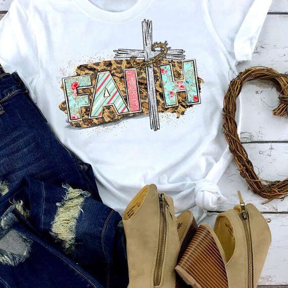 Faith Leopard Print Floral Pattern Womens Christian Easter | Etsy