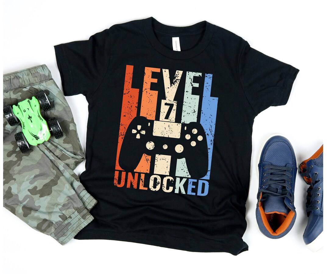 Level 7 Unlocked Shirt, Level 7 Gamer Shirt, 7th Birthday Shirt, 7th ...