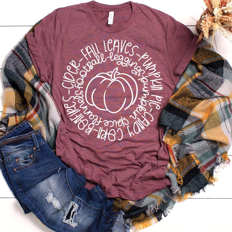 Fall Shirt, Fall Words Pumpkin Shirt, Fall Leaves, Candy Corn, Bonfires ...