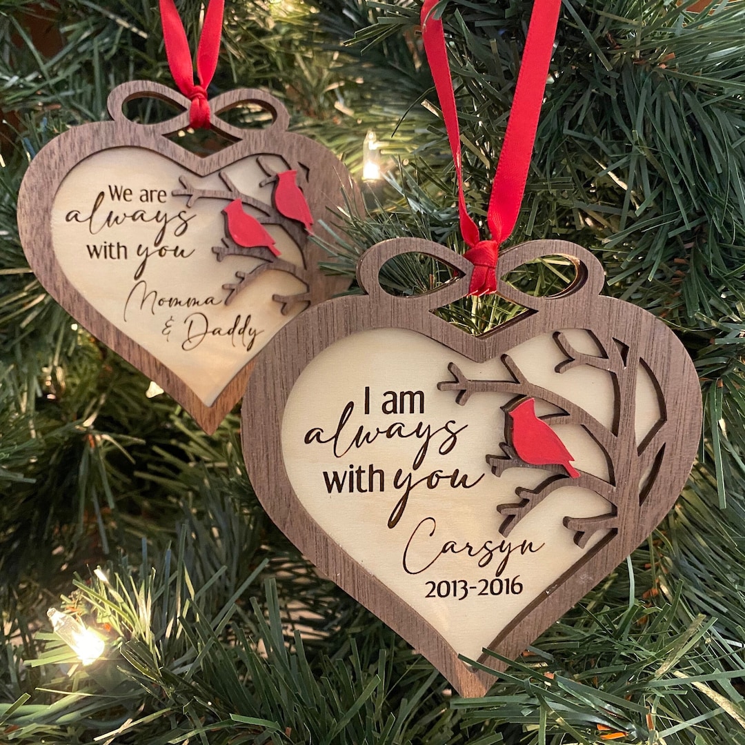 Custom Laser-engraved Memorial Ornament, Cardinal Heartfelt Remembrance ...