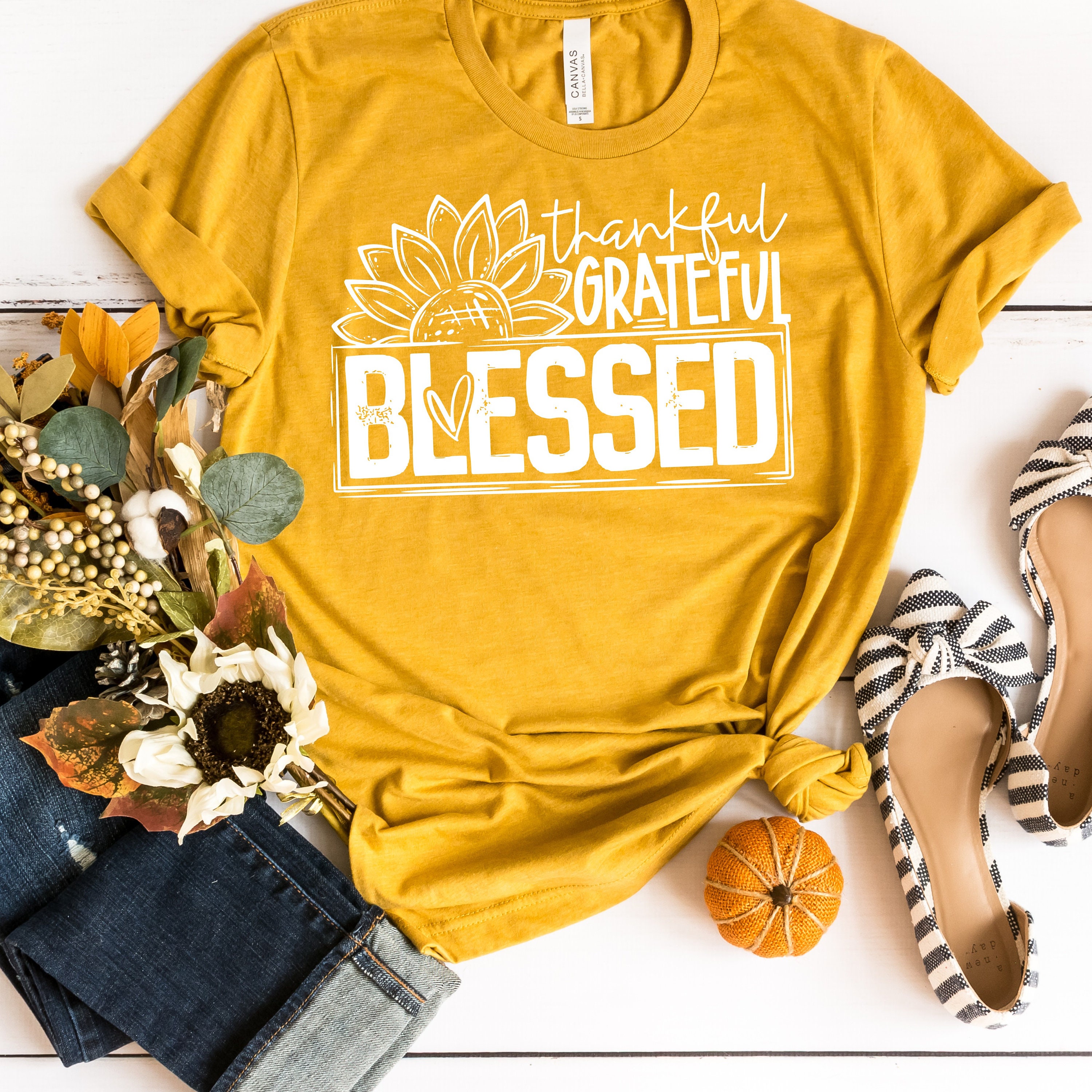 Thankful Grateful Blessed Sunflower Shirt Sunflower Shirt Etsy