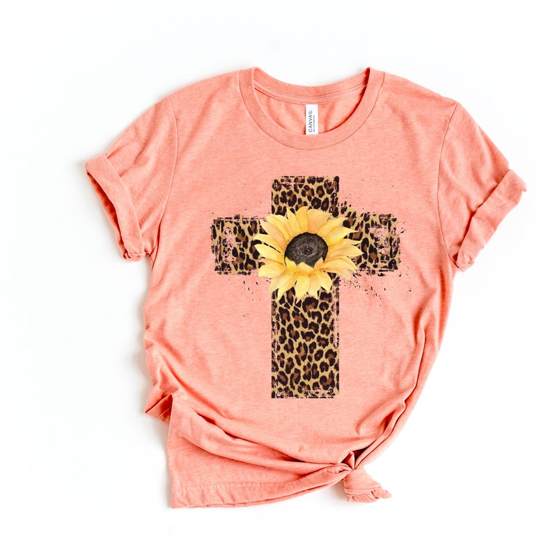 Leopard Print Sunflower Cross Shirt Sunflower Shirt Leopard | Etsy
