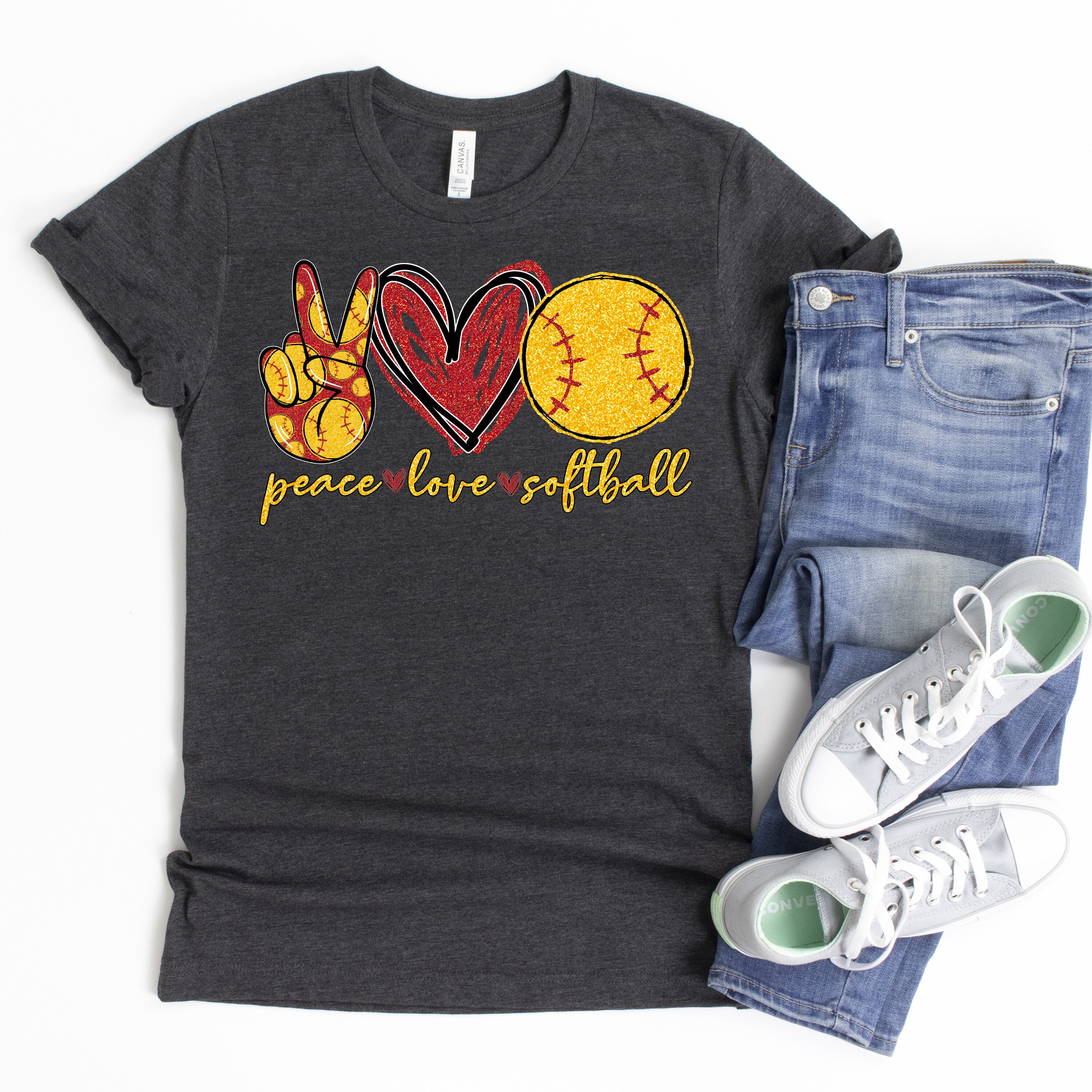 Peace Love Softball Shirt Softball Fan Softball Mom | Etsy
