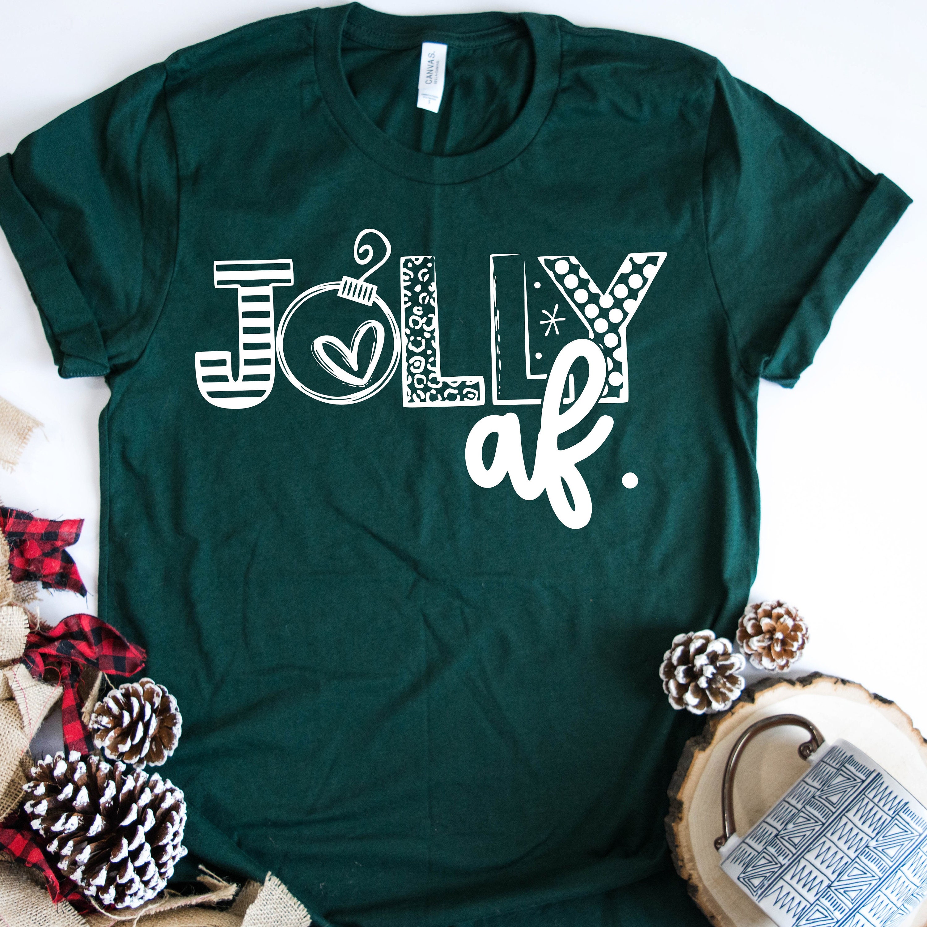 Jolly AF Christmas Shirt Adult Humor Funny Christmas Shirt | Etsy