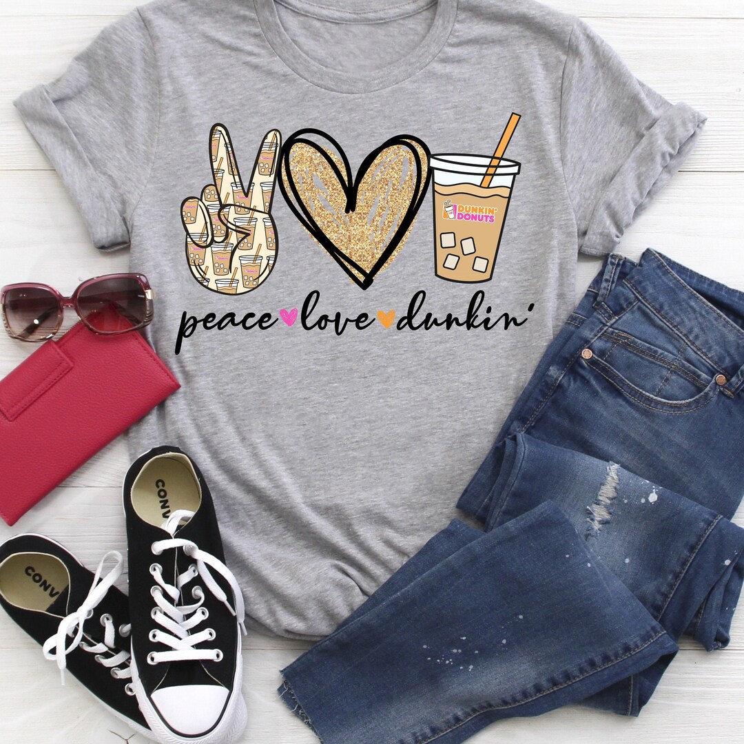 Peace Love Donuts Shirt, Peace Love Iced Coffee Shirt, Coffee Lover ...