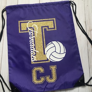 Custom Volleyball Drawstring Bag, Volleyball, School Spirit, Volleyball ...
