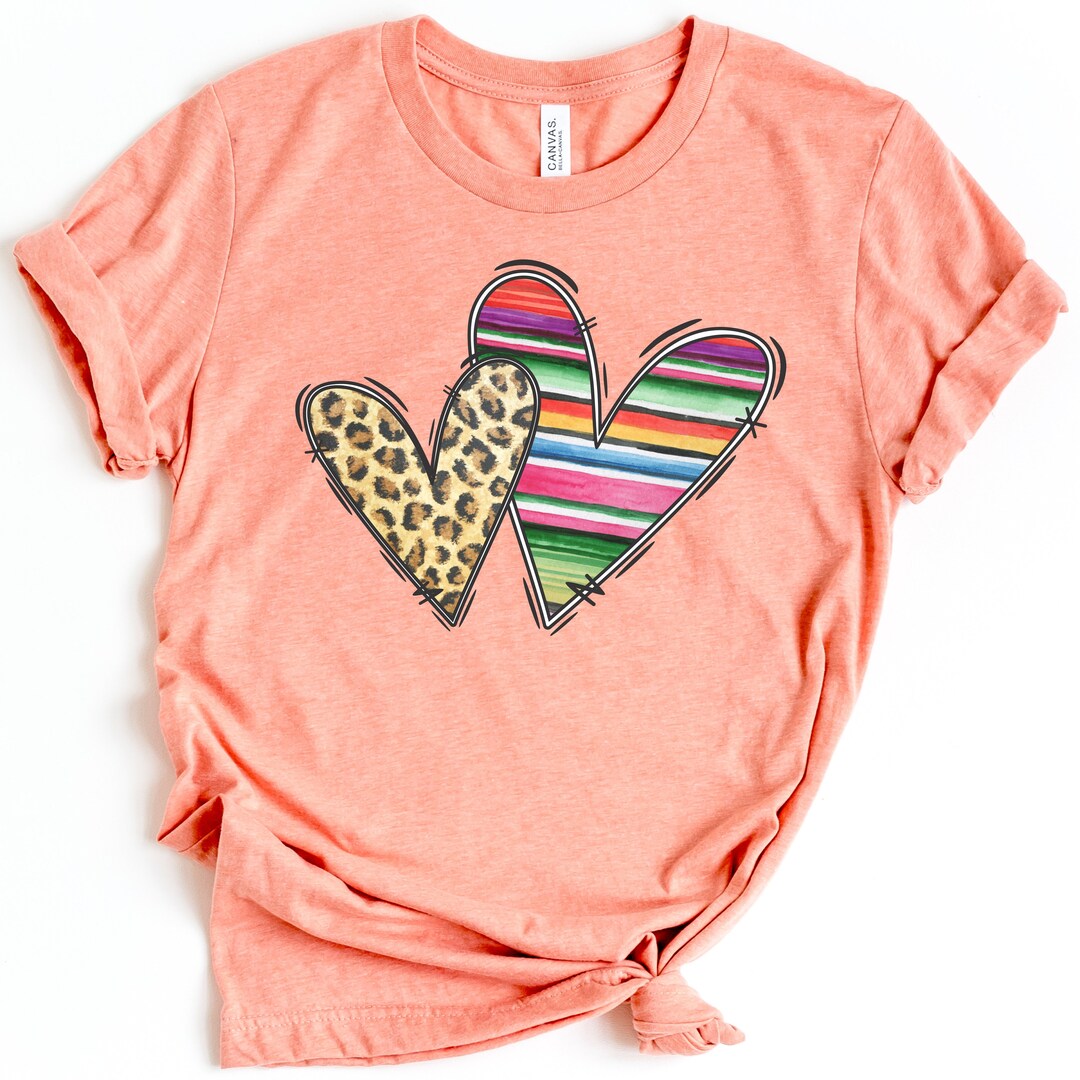 Leopard Serape Heart Valentines Day Shirt, Womens Valentine Shirt ...