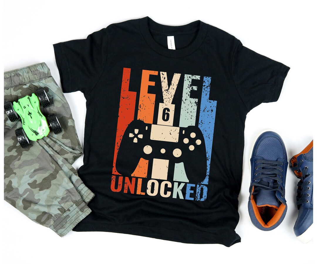 Level 6 Unlocked Shirt, Level 6 Gamer Shirt, 6th Birthday Shirt, 6th ...