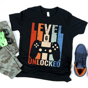Level 6 Unlocked Shirt, Level 6 Gamer Shirt, 6th Birthday Shirt, 6th ...