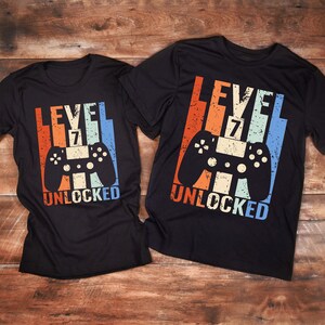 Level 7 Unlocked Shirt, Level 7 Gamer Shirt, 7th Birthday Shirt, 7th ...