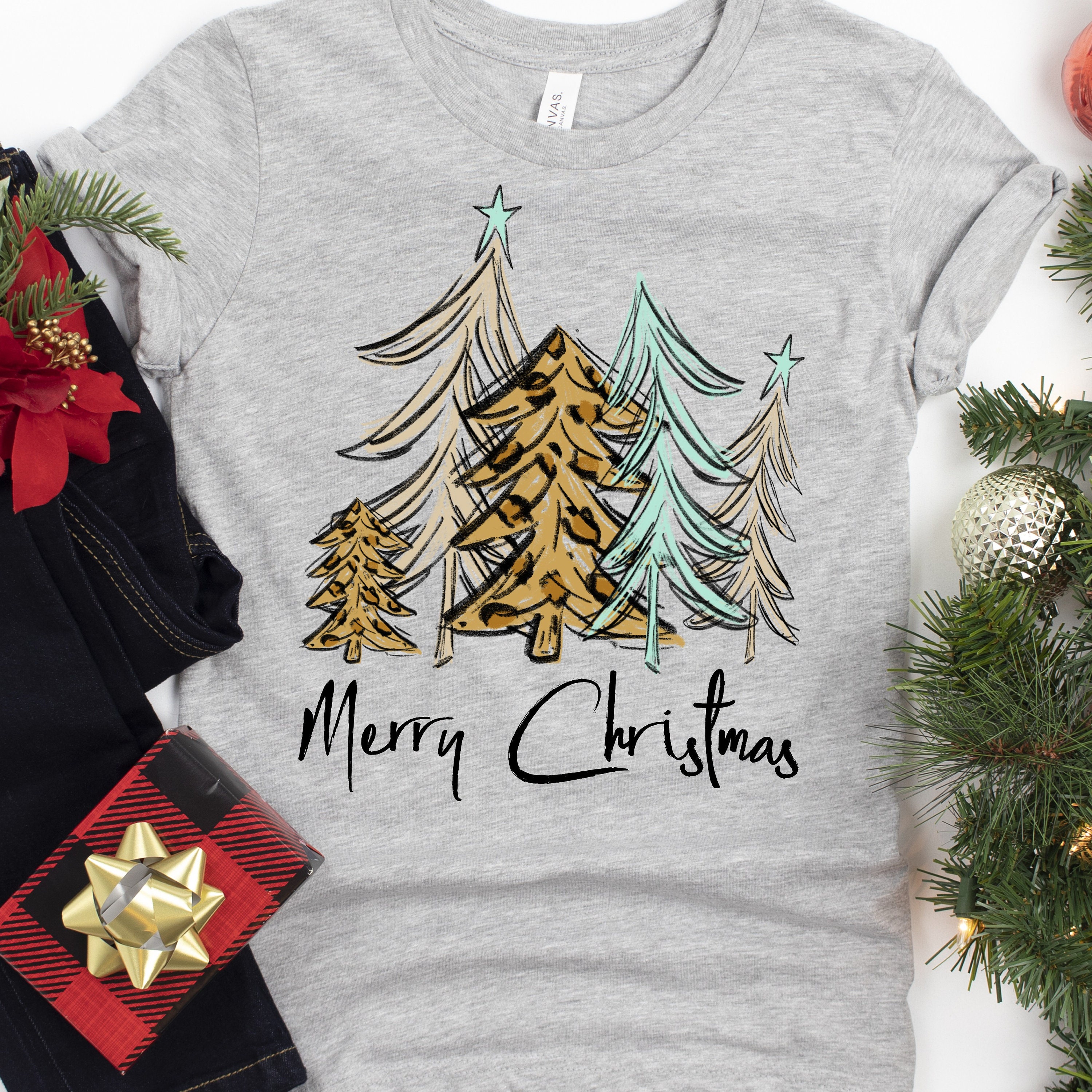 Mint Leopard Print Christmas Tree Shirt, Mint Leopard Print Christmas ...