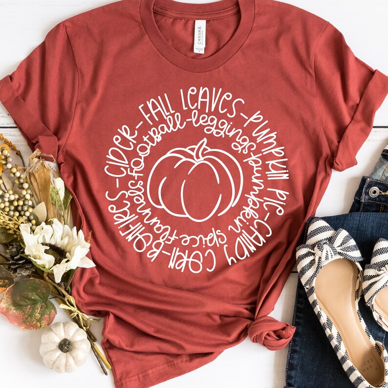 Fall Shirt, Fall Words Pumpkin Shirt, Fall Leaves, Candy Corn, Bonfires ...