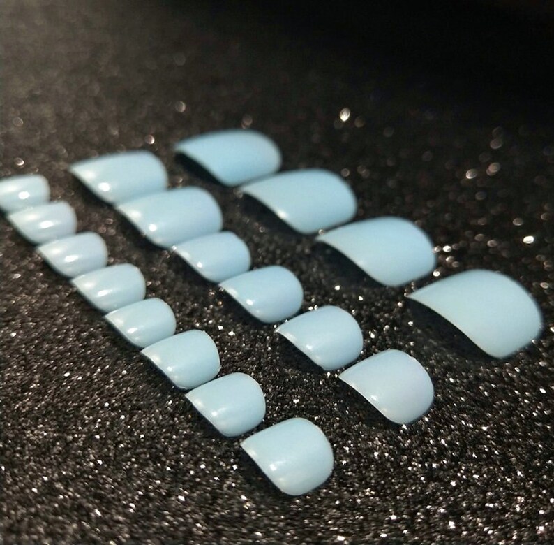 Sky blue Toenails 24pcs Light blue Fake Toe nails False Nails | Etsy