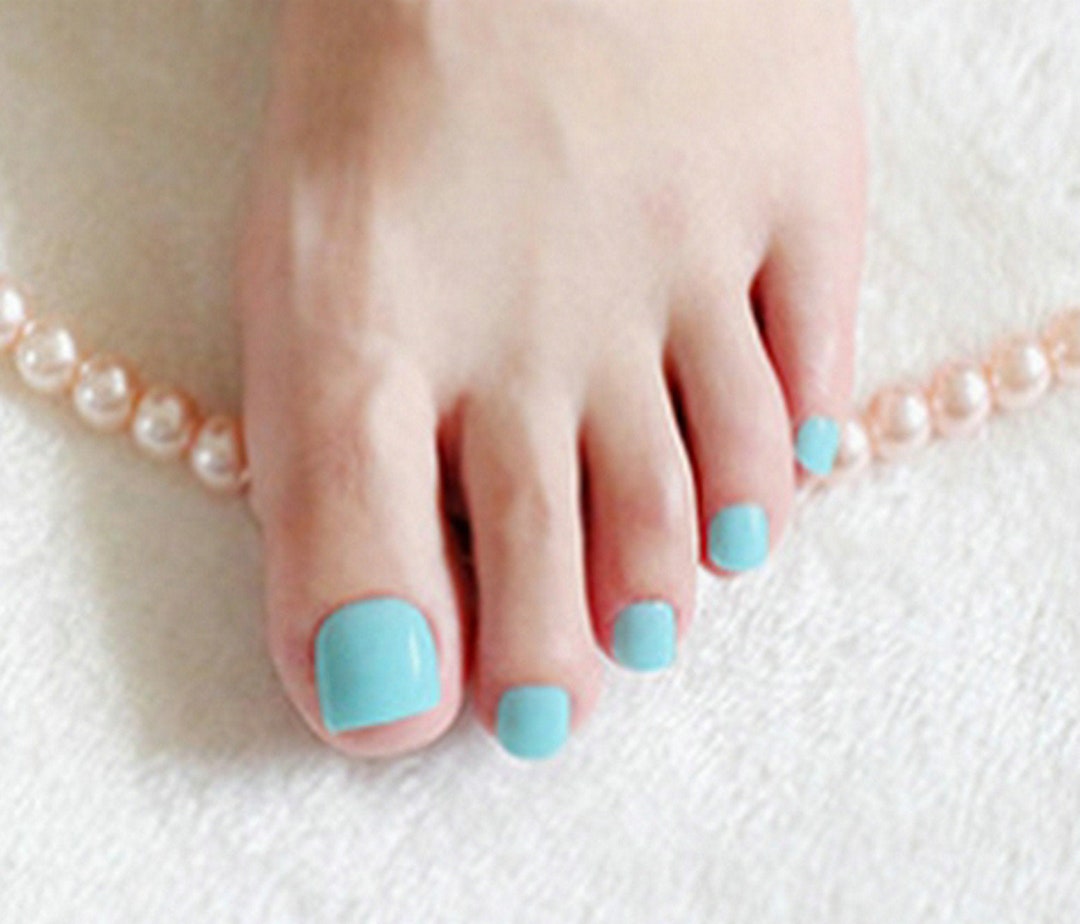 Sky Blue Toenails 24pcs Light Blue Fake Toe Nails False Nails - Etsy