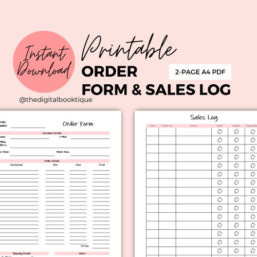 Sales Log Fillable Printable PDF Business Planner - Etsy