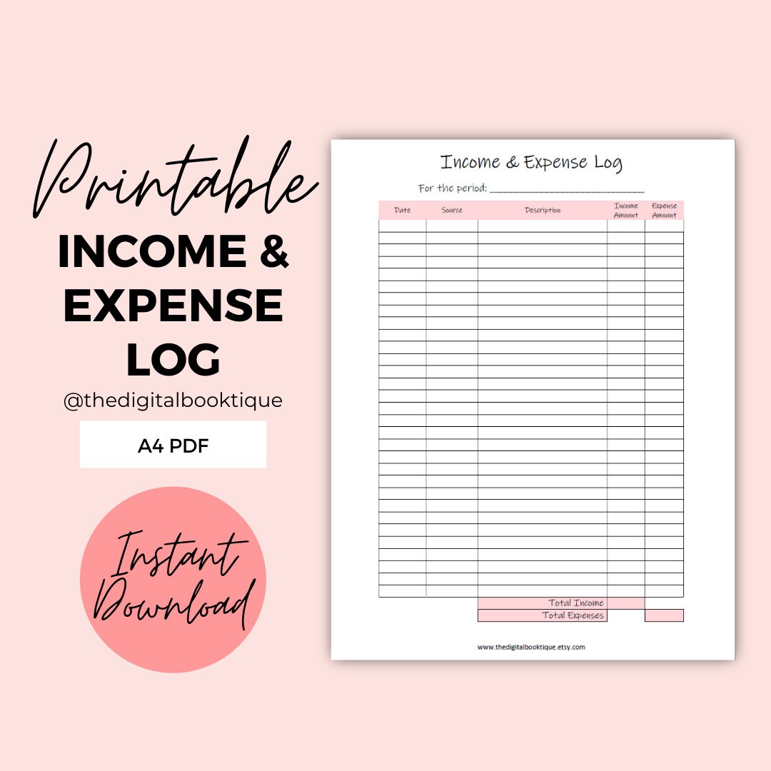 Income And Expense Tracker Printable Small Business Finance Etsy Income And Expense Tracker Printable Small Business Finance Etsy