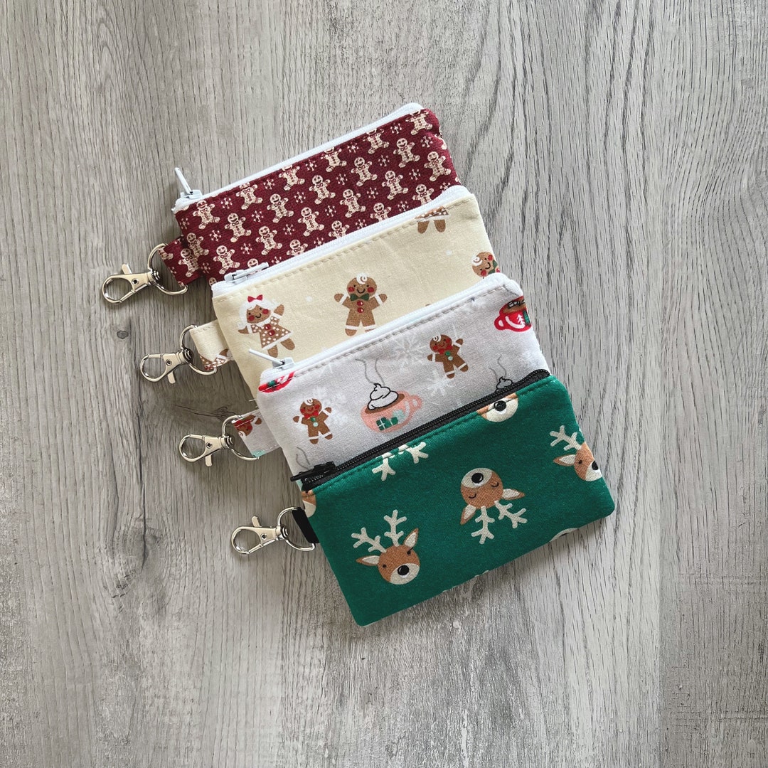 Mini Christmas Key Chain Zipper Pouch, Small Gingerbread Man Wallet ...