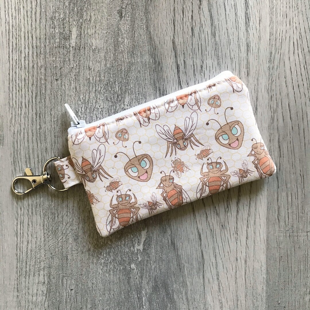 Mini Bumblebee Zipper Pouch Key Chain, Small Bumble Bee Wallet, Fall ...
