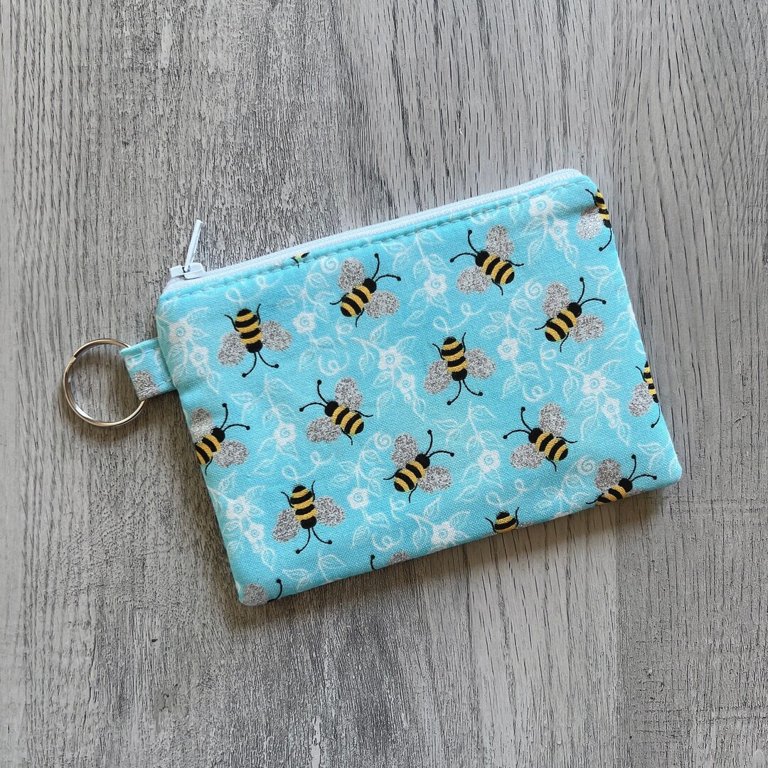 Mini Bumble Bee Key Chain Zipper Pouch, Small Bumblebee Wallet, Bee ...