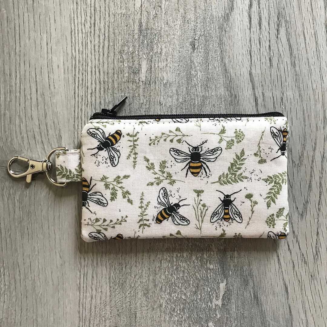 Mini Bumblebee Zipper Pouch Key Chain, Small Bumble Bee Wallet, Bee ...