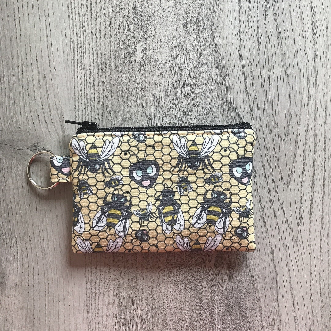 Mini Bumble Bee Key Chain Zipper Pouch, Small Bumblebee Wallet, Bee ...