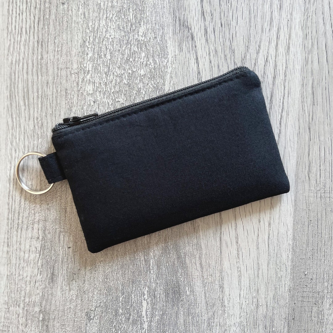 Mini Black Key Chain Zipper Pouch, Small Black Wallet, Coin Purse ...