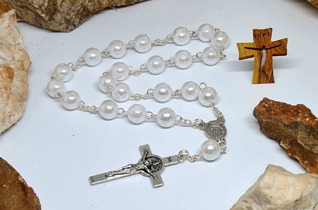 Peace Chaplet of Medjugorje, Blessing Rosary With Beads White 8mm ...