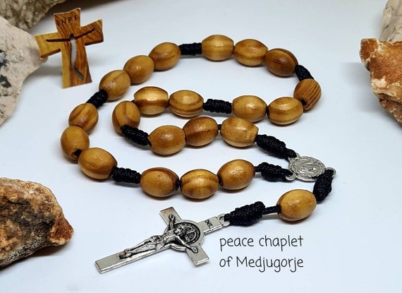Peace Chaplet of Medjugorje Blessing Rosary Wood Beads 10x8mm | Etsy