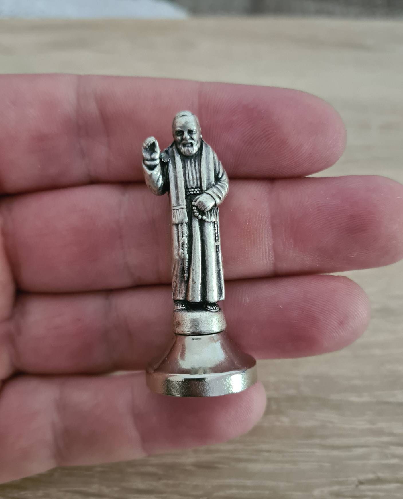 Mini Padre Pio Statue Silver Tone - Etsy