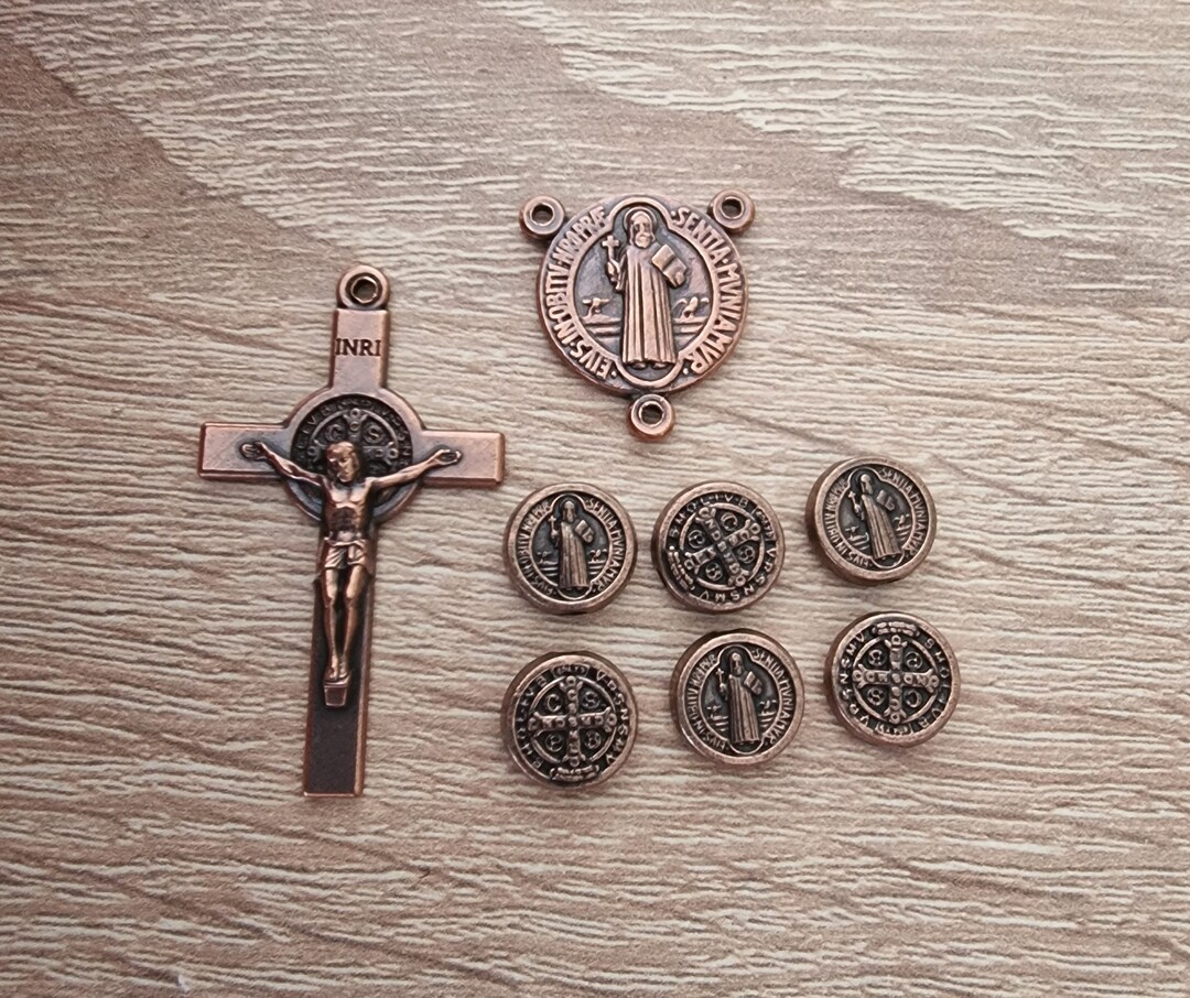 Set 8 Pcs St Benedict Rosary Crucifix & Medals, Lot Bulk 1, 2, 5, 10 ...