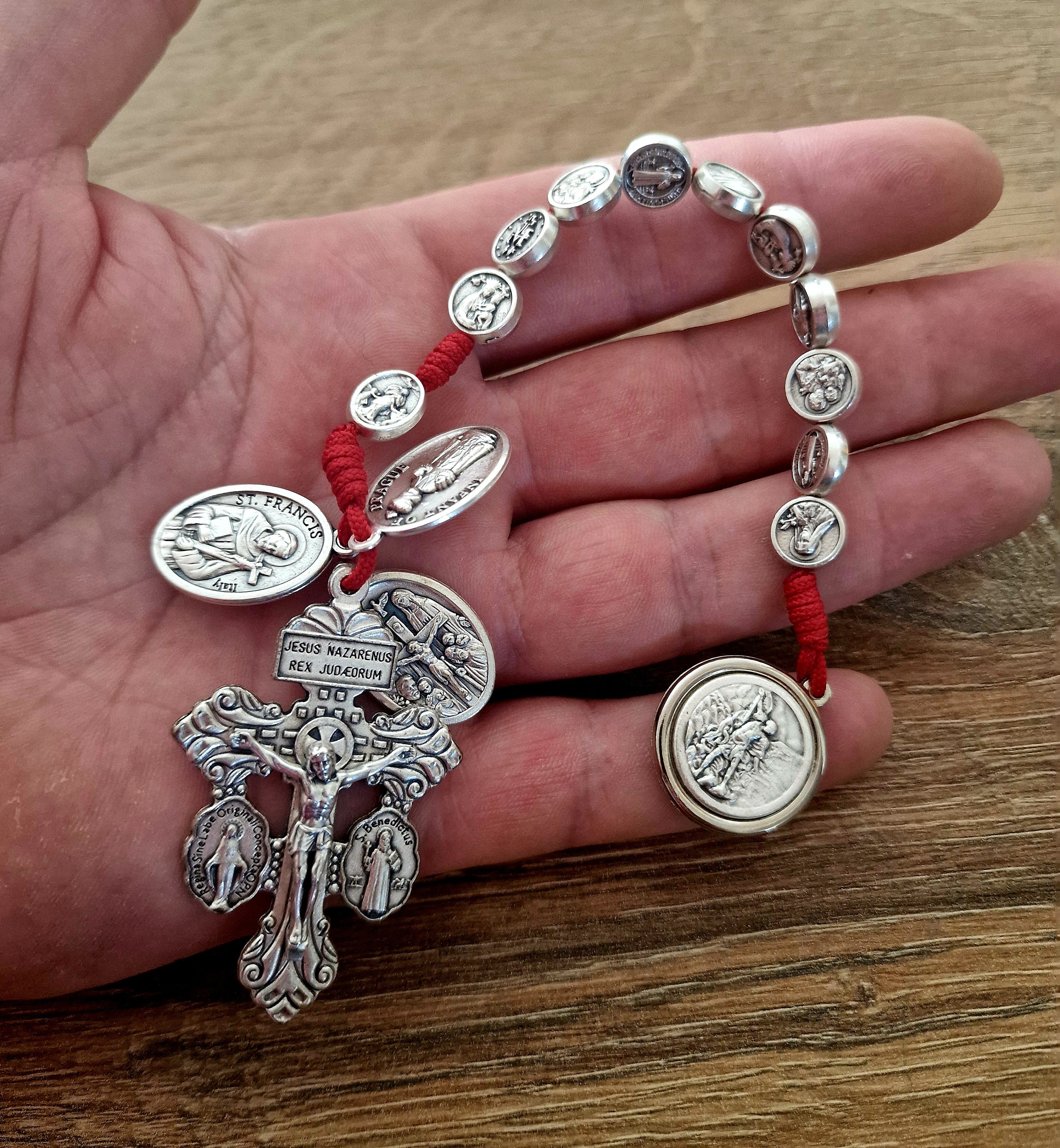 All Saints Pocket Rosary, Silver Tone Medals, Pardon Crucifix - Etsy